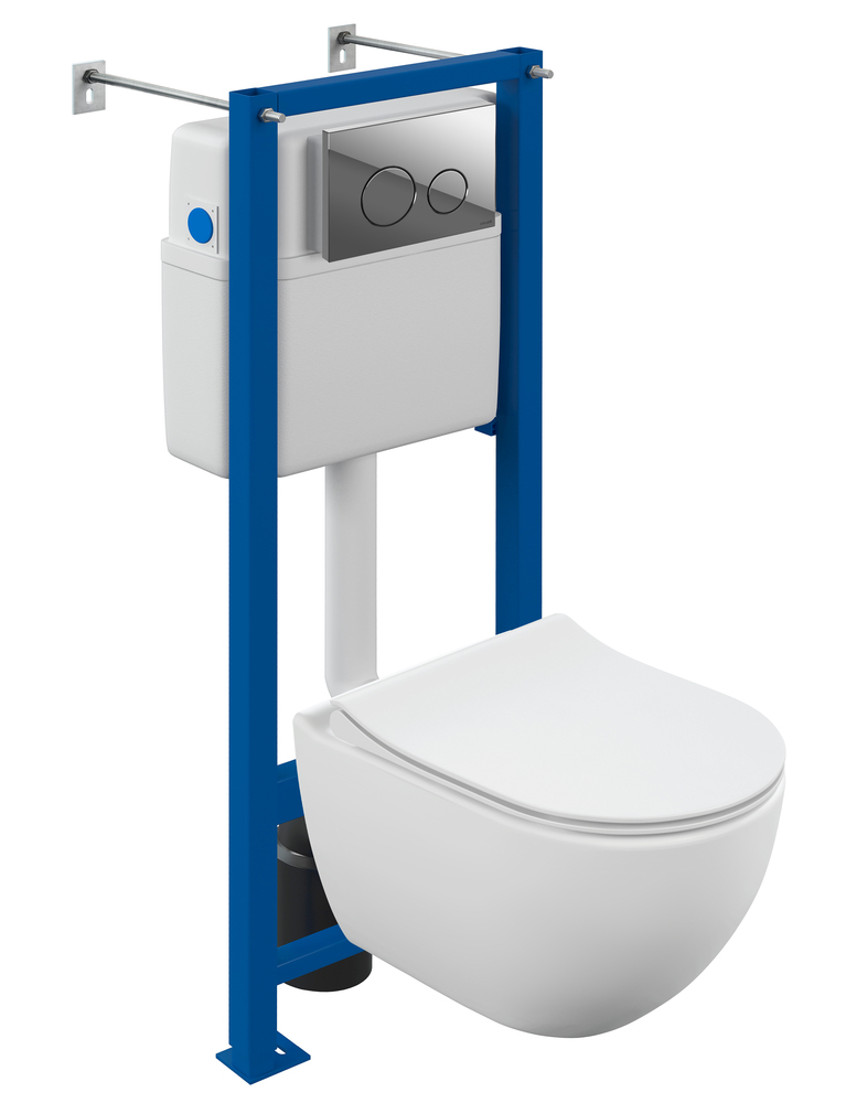 Комплект BRASKO SMART CO DPL EO slim + VECTOR + TWINS пластик хром глянцевый - купить унитаз с ...